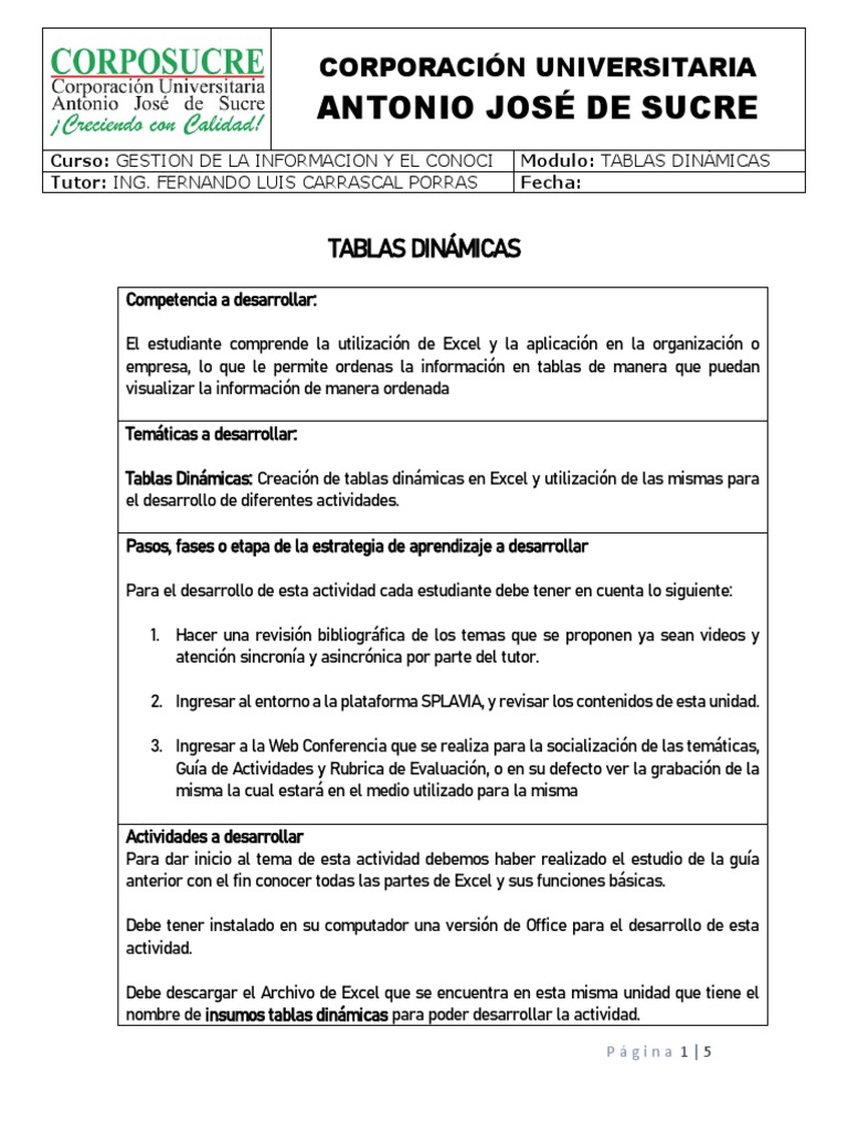 Taller 4 Tablas Dinamicas | PDF | Hoja de cálculo | Software