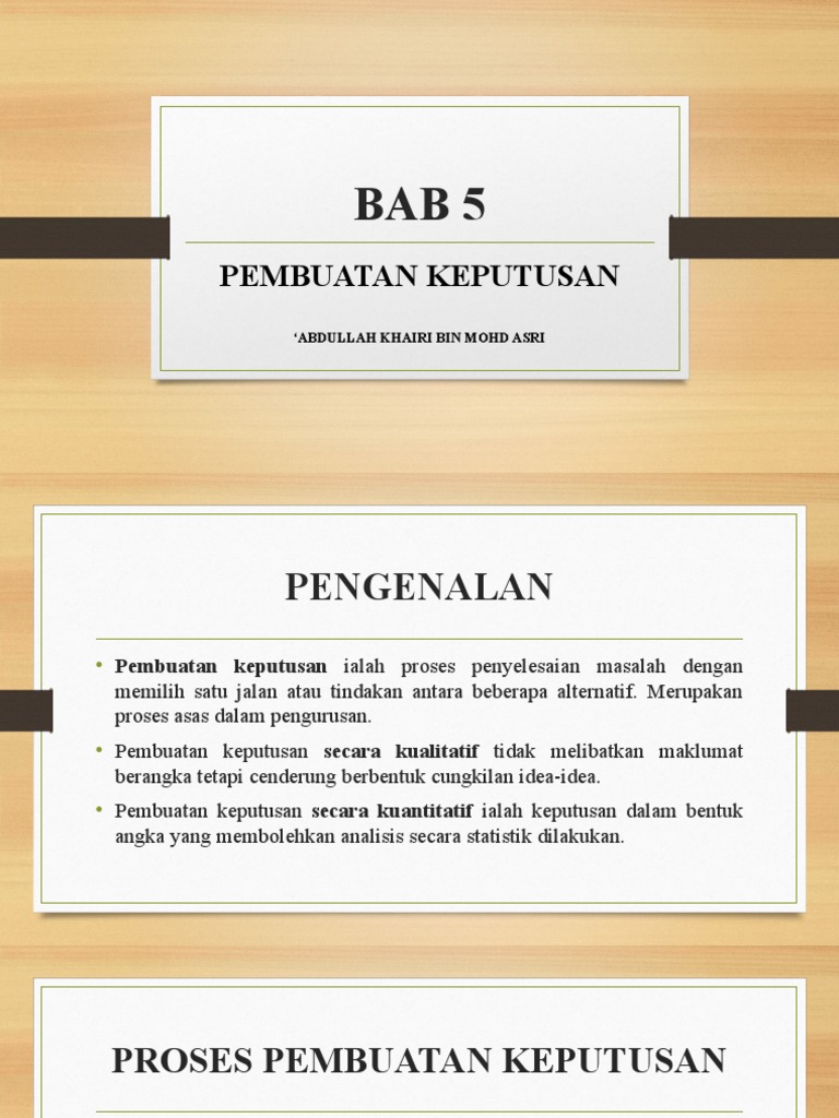 Bab 5 Pembuatan Keputusan Pdf