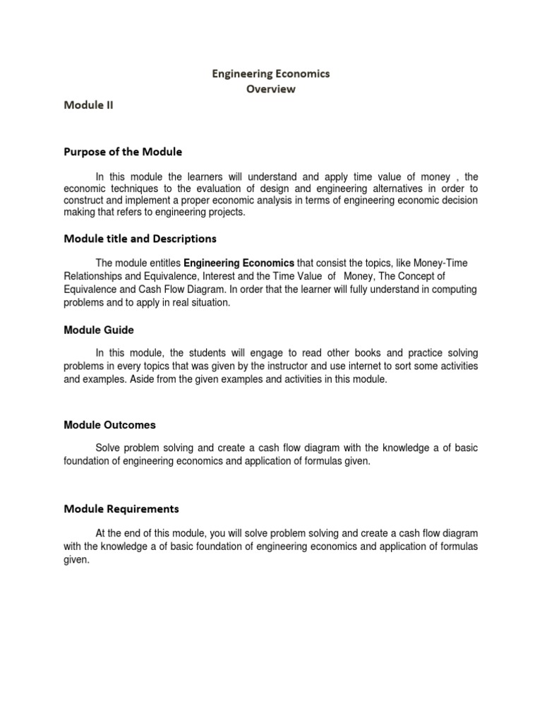 Engineering Economics Module Overview | PDF | Interest | Interest Rates