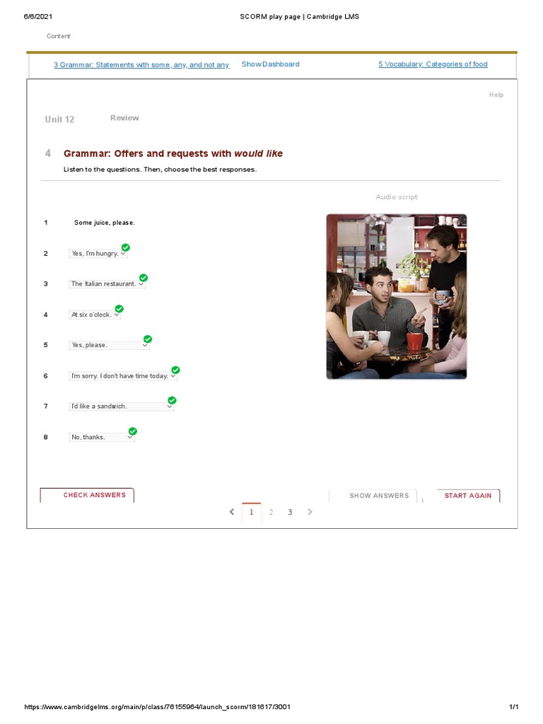 SCORM Play Page - Cambridge LMS 8 | PDF