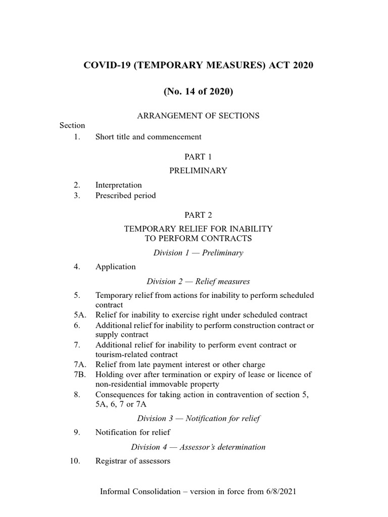 COVID-19 (Temporary Measures) Act 2020 | PDF | Lease | Surety