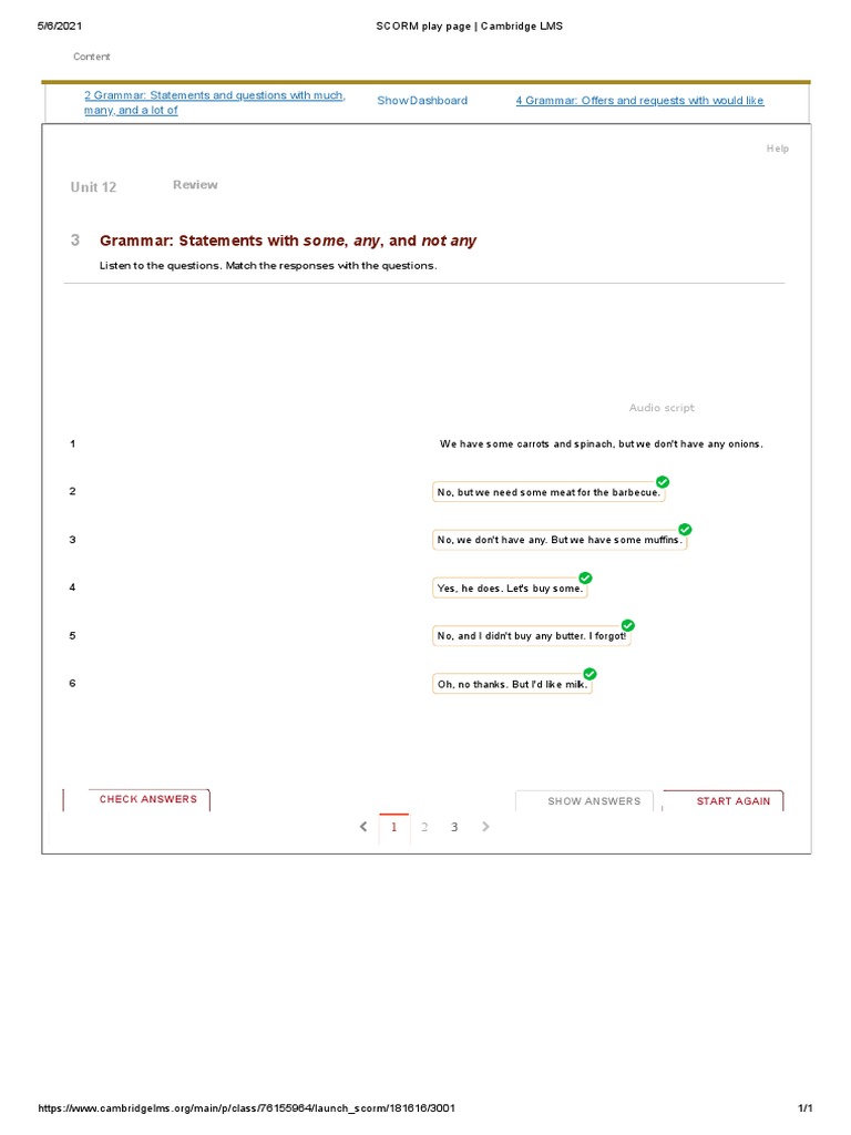 SCORM Play Page - Cambridge LMS 4 | PDF