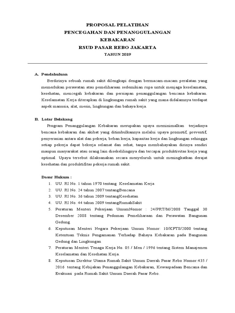Proposal Pelatihan Damkar 2019 | PDF