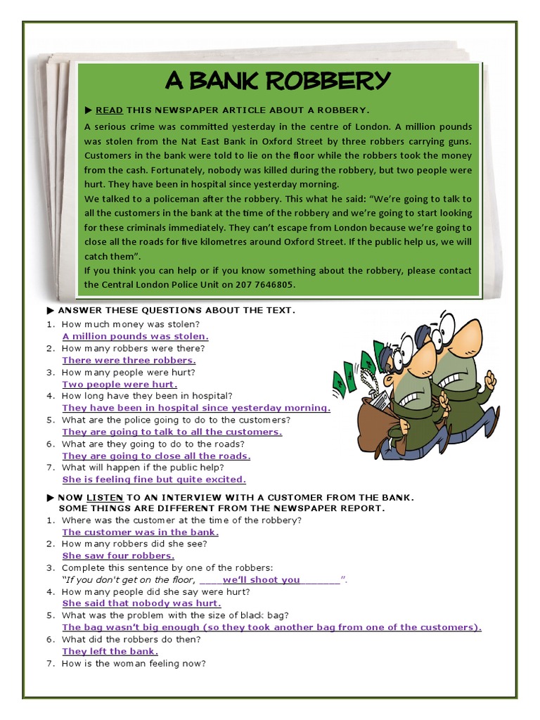 A Bank Robbery A Bank Robbery: There Were Three Robbers | PDF | Robbery ...
