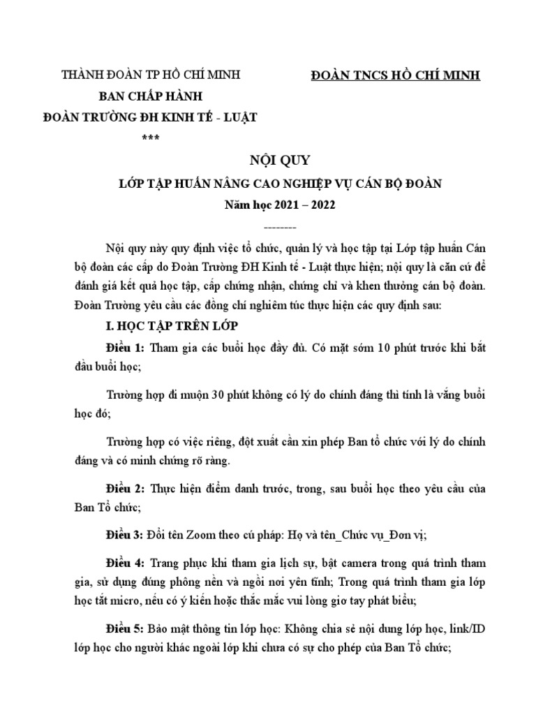 N I Quy: Đoàn Tncs H Chí Minh | PDF