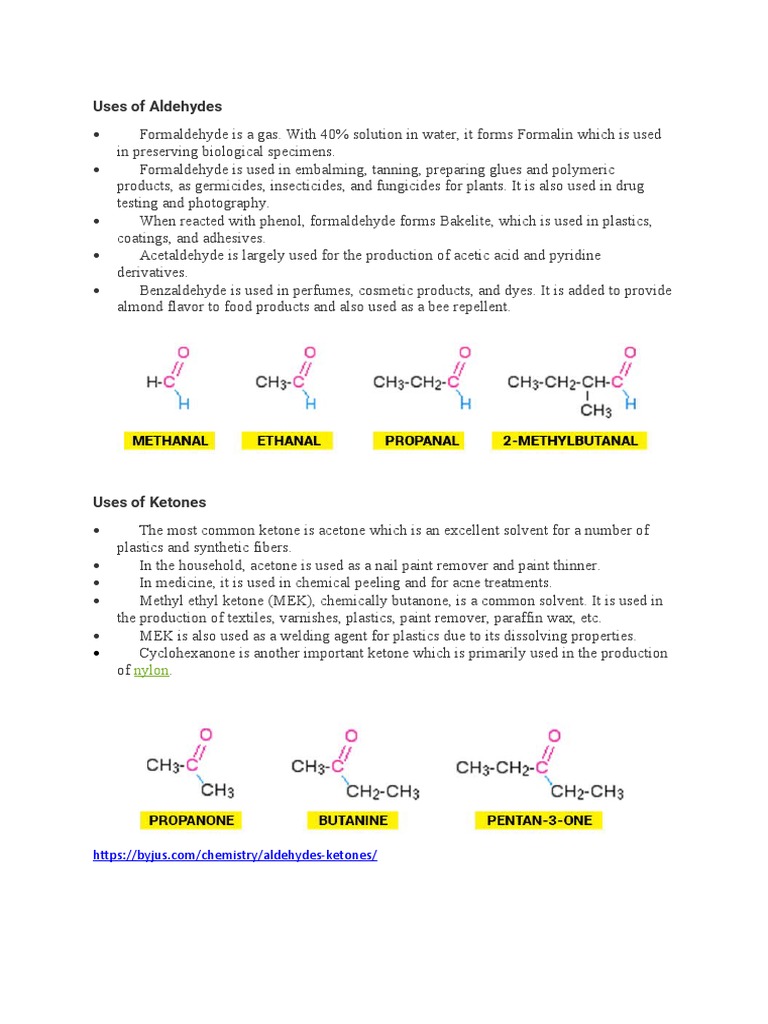 Uses of Aldehydes | PDF