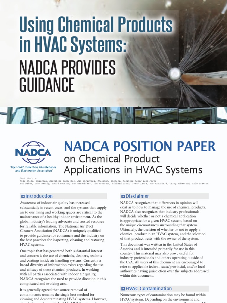 Nadca White Paper On Chemical Applications in Hvac Systems 0 | PDF ...
