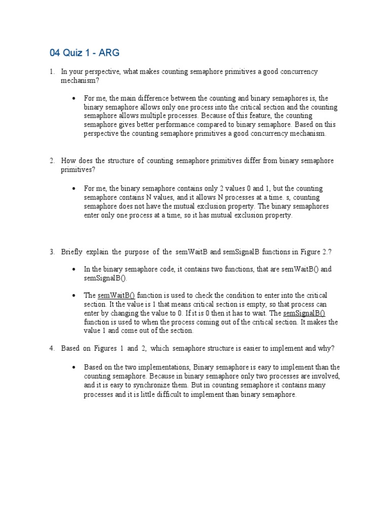 04 Quiz 1 - ARG | PDF | Concurrency (Computer Science) | Information Technology Management