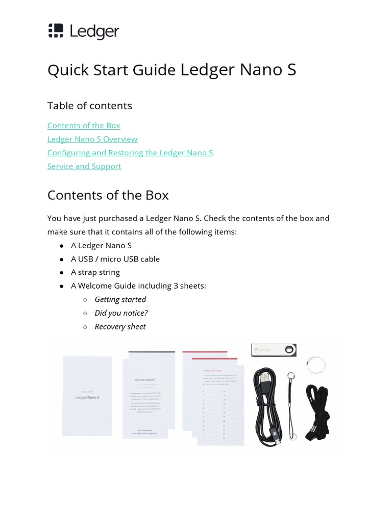 Ledger Nano S Quick Start Guide | PDF | Usb | Computing
