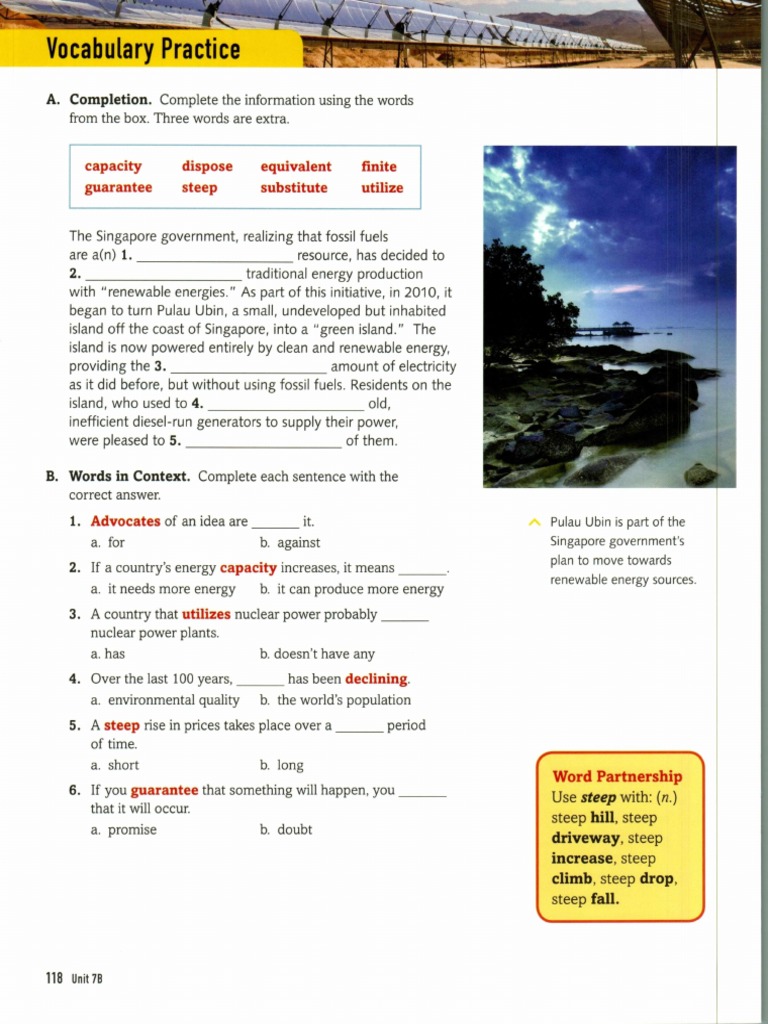 R. Explorer. Unit 7B. Vocabulary | PDF | Energy Development | Renewable ...