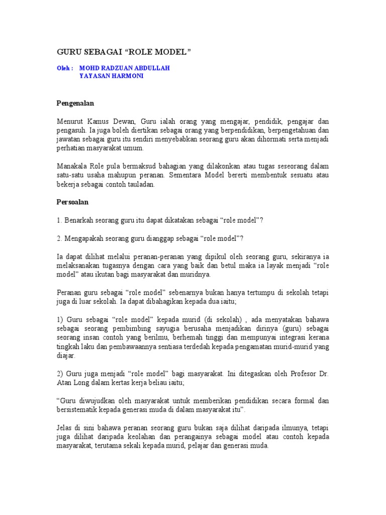 Guru Sebagai Role Model | PDF