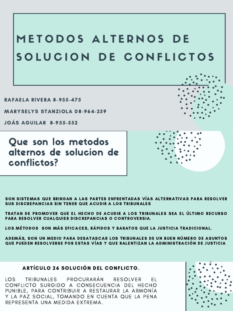 Metodos Alternos de Solucion de Conflictos 2 | PDF | Mediación | Arbitraje