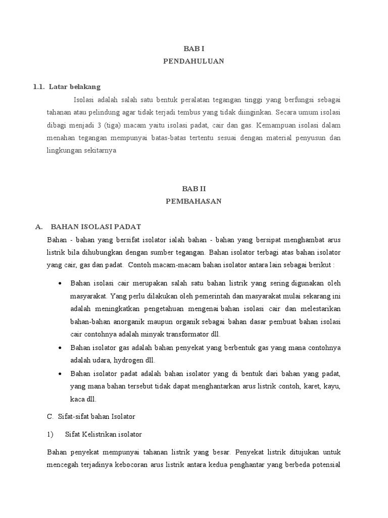Jenis dan Sifat Bahan Isolator Listrik | PDF | Teknologi & Rekayasa
