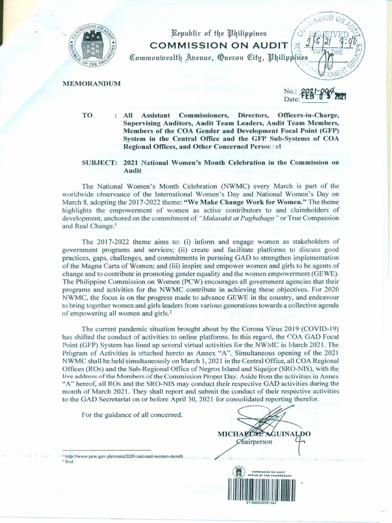2021 COA NWMC & COA Memo No 2021-004 | PDF