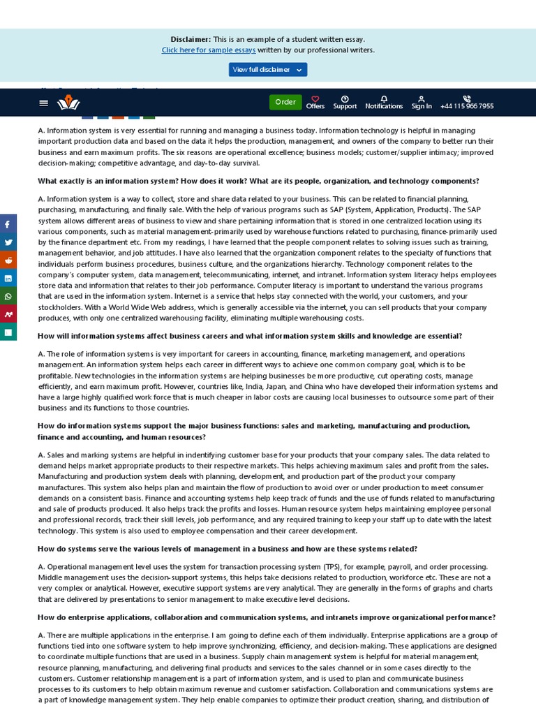 Click Here For Sample Essays: Disclaimer: This Is An Example of A ...