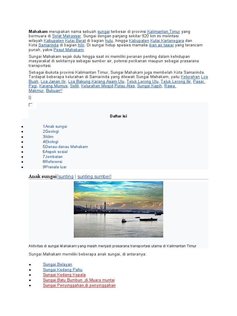 Sungai Mahakam: Panjang dan Peranannya | PDF | Perjalanan