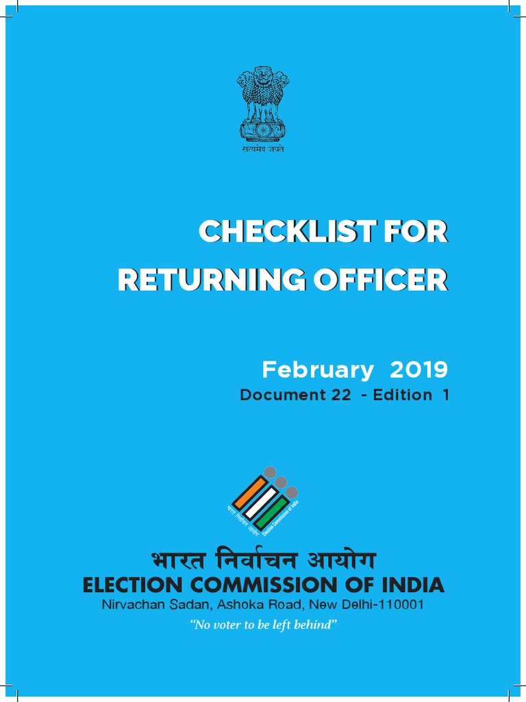 Checklist For Returning Officer | PDF | Elections | Absentee Ballot