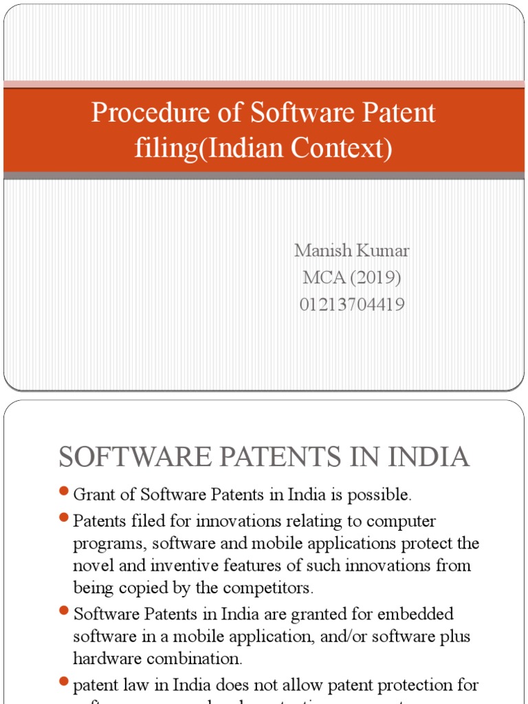 Procedure of Software Patent Filing (Indian Context) | PDF | Patent ...