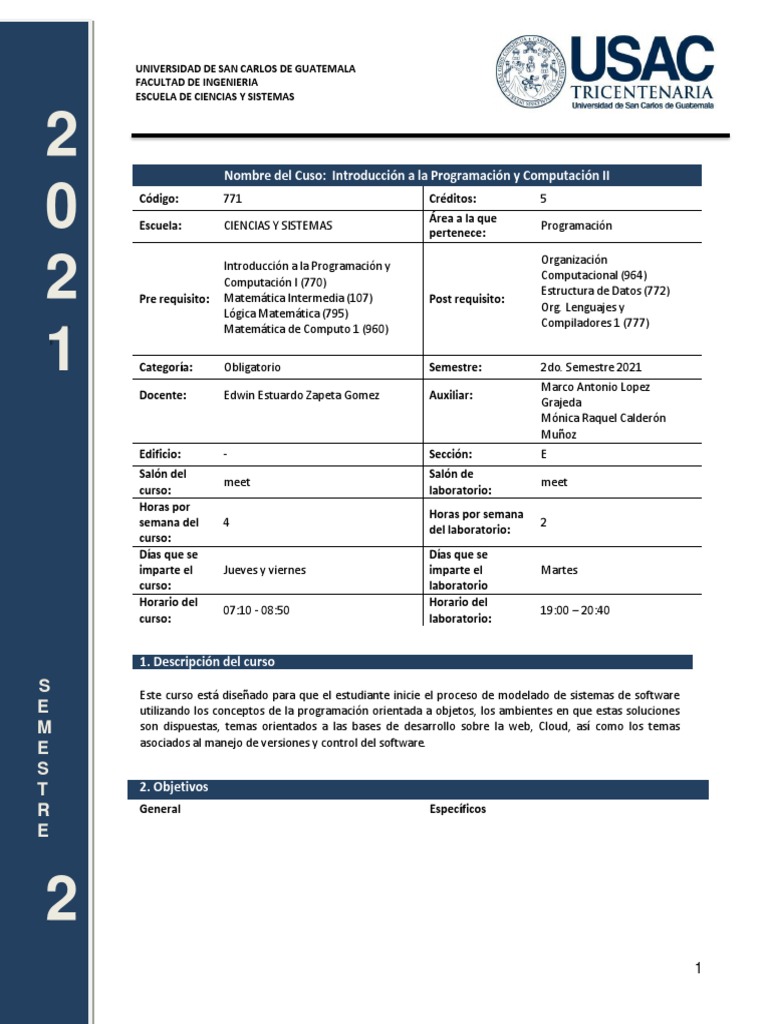 ProgramaClase IPC2 202102 | PDF | Software | Ingeniería de software