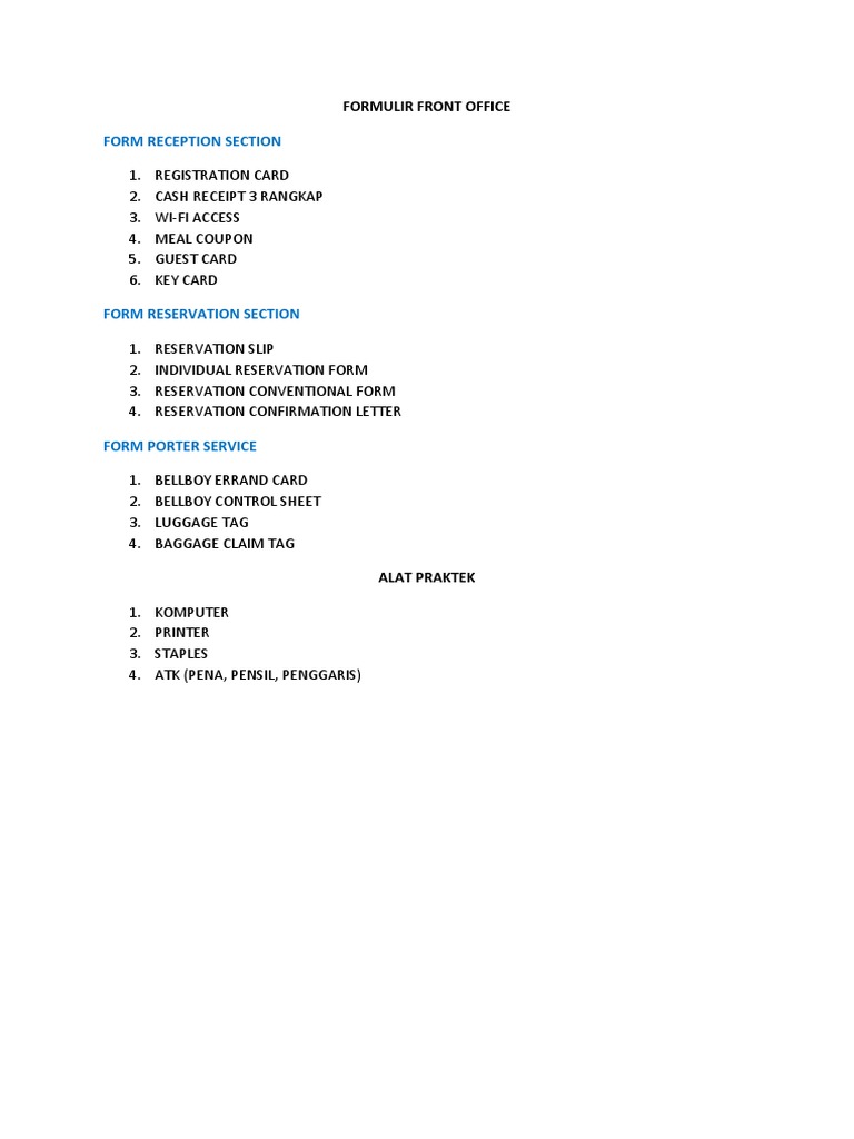 Front Office Forms and Formats | PDF | Law