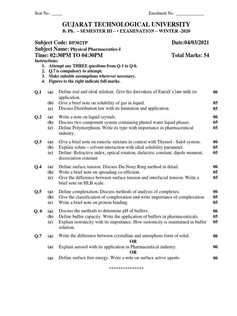 Gujarat Technological University: Subject Code: Date:04/03/2021 Subject ...