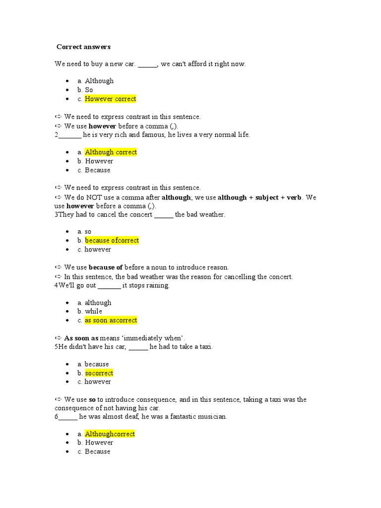 Answer Grammar 5 | PDF | Verb | Sentence (Linguistics)