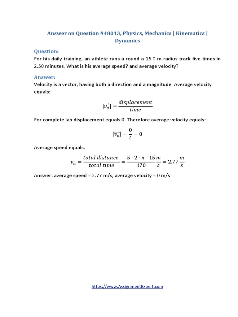 Answer On Question #48013, Physics, Mechanics - Kinematics - Dynamics | PDF