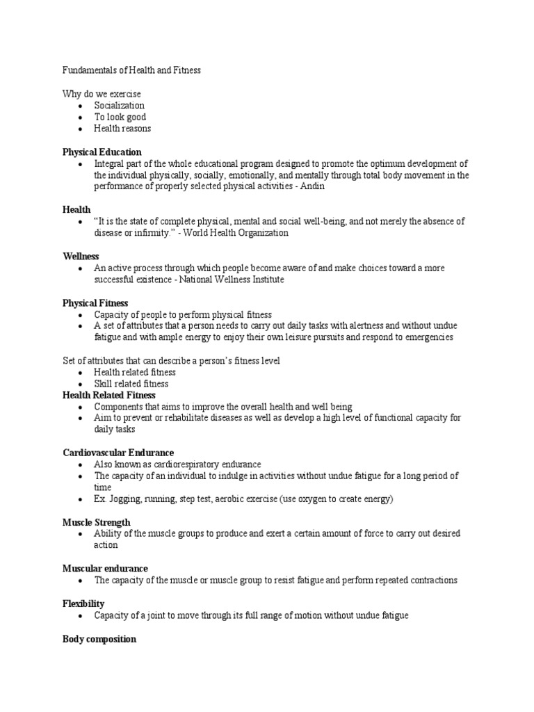 PE Notes | Download Free PDF | Stress (Biology) | Physical Fitness