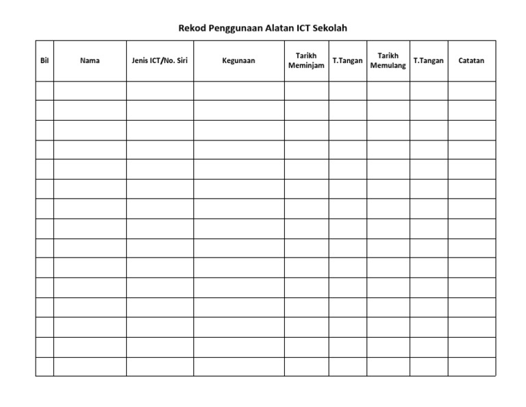 Rekod Penggunaan Alatan ICT Sekolah | PDF