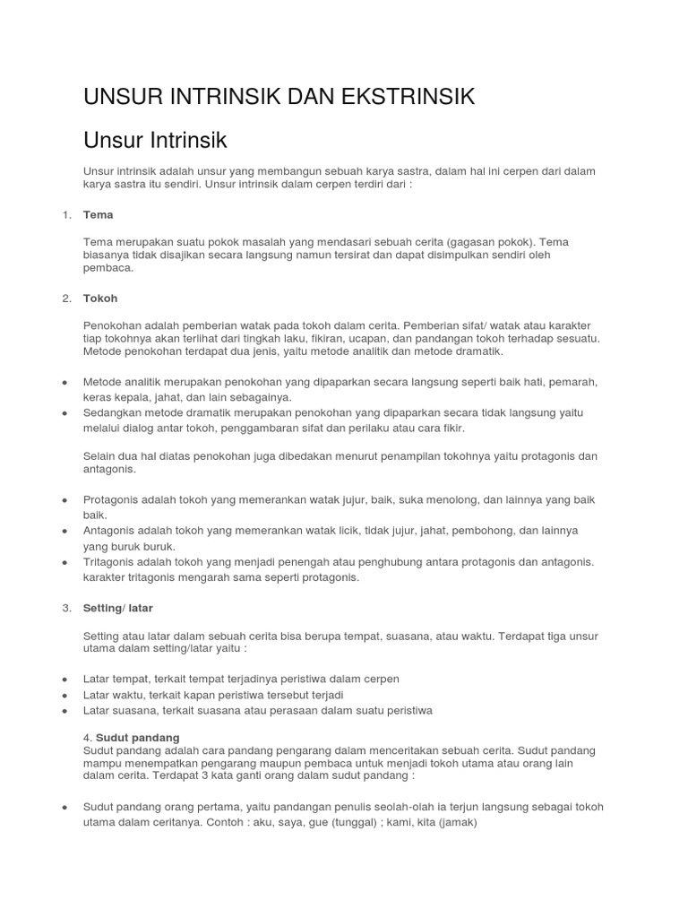 Unsur Intrinsik Dan Ekstrinsik | PDF | Fiksi Umum | Filsafat