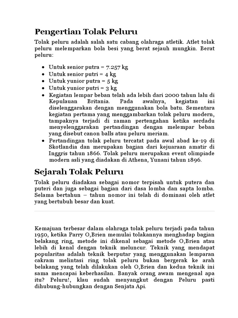 Pengertian Tolak Peluru | PDF