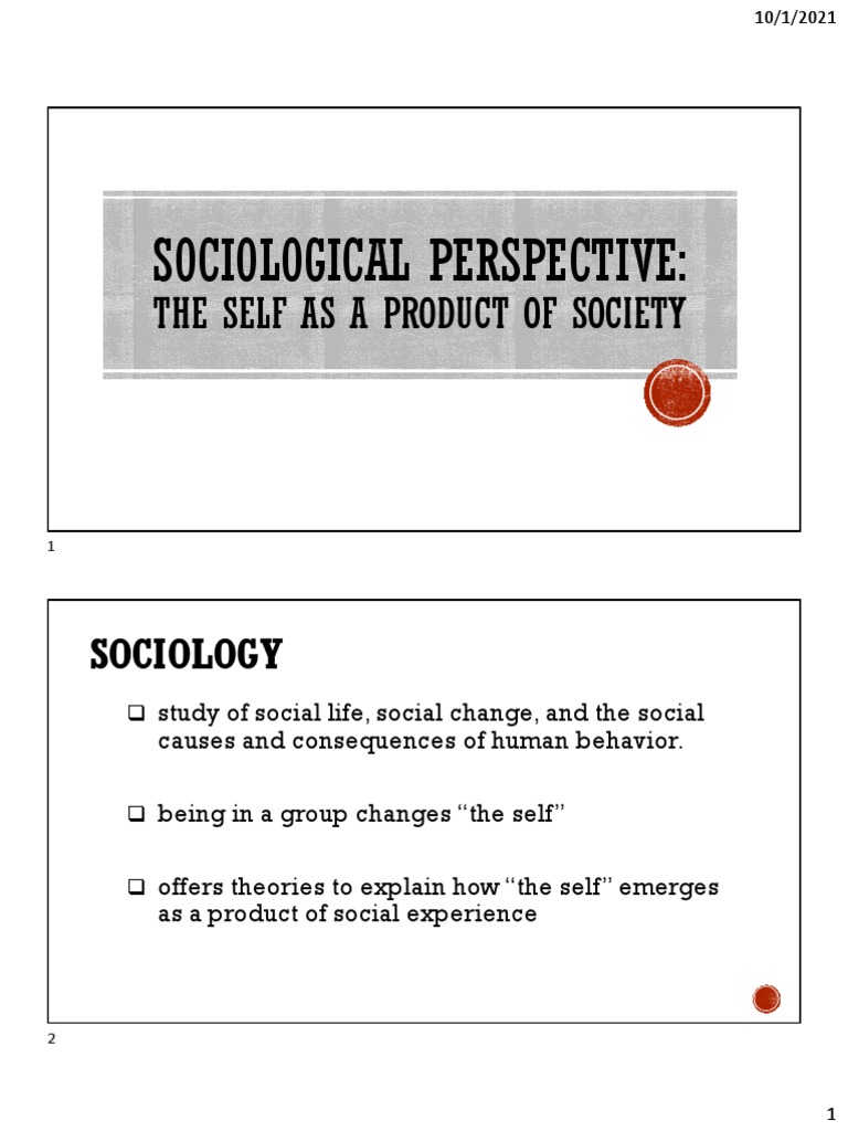 Sociological Perspective:: The Self As A Product of Society | PDF ...