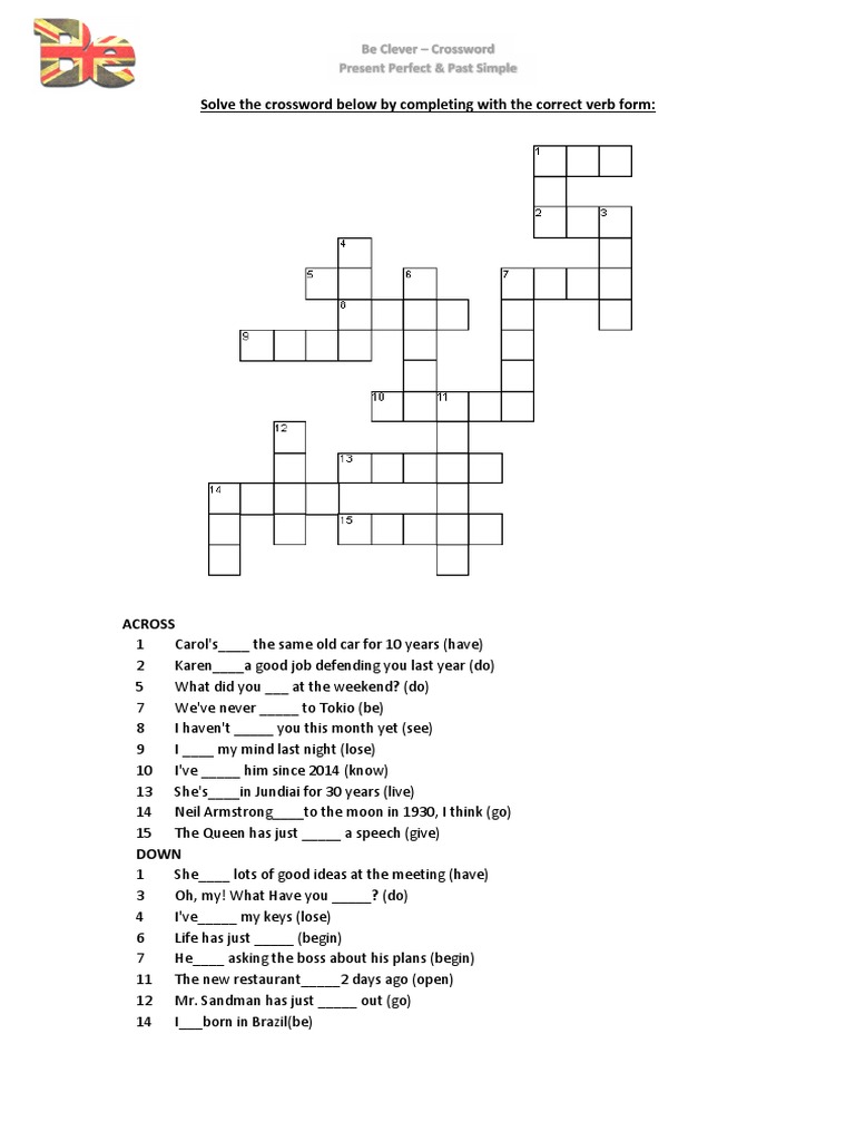 Crossword Present Perfect and Past Simple | PDF