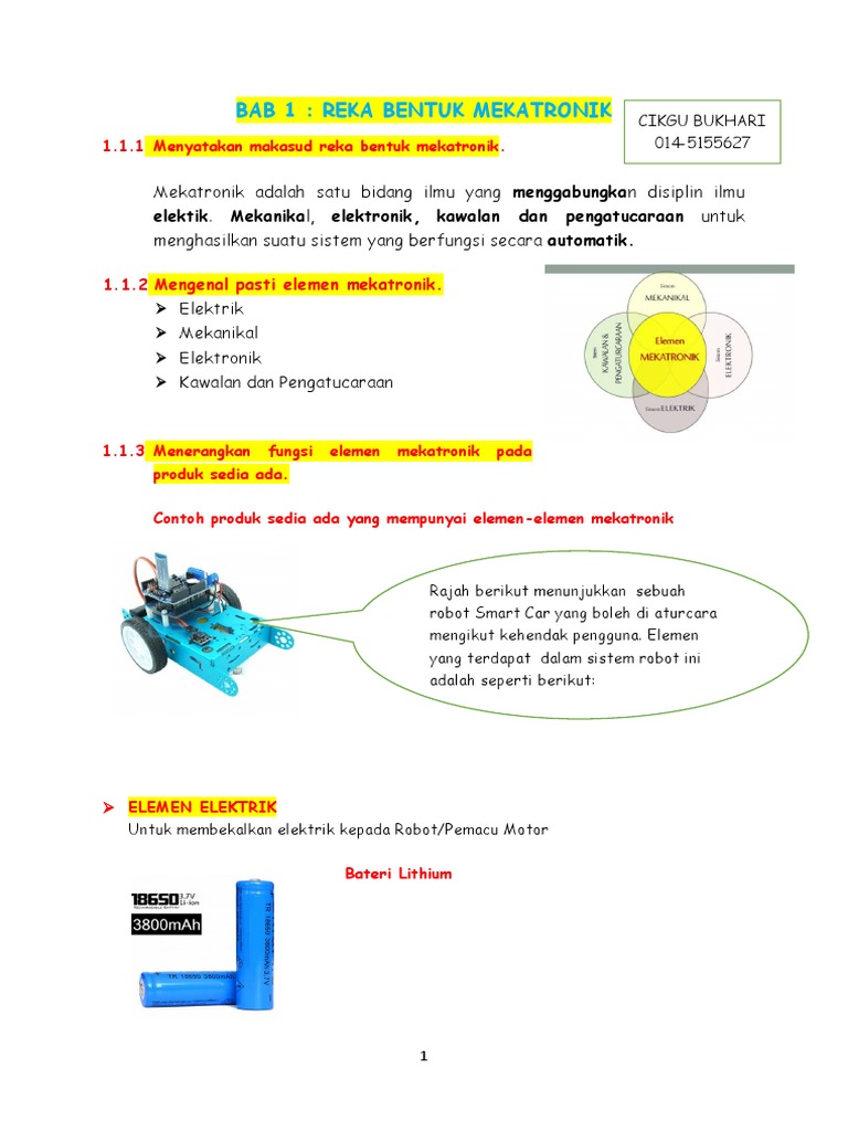 Bab 1 Reka Bentuk Mekatronik | PDF | Teknologi & Rekayasa