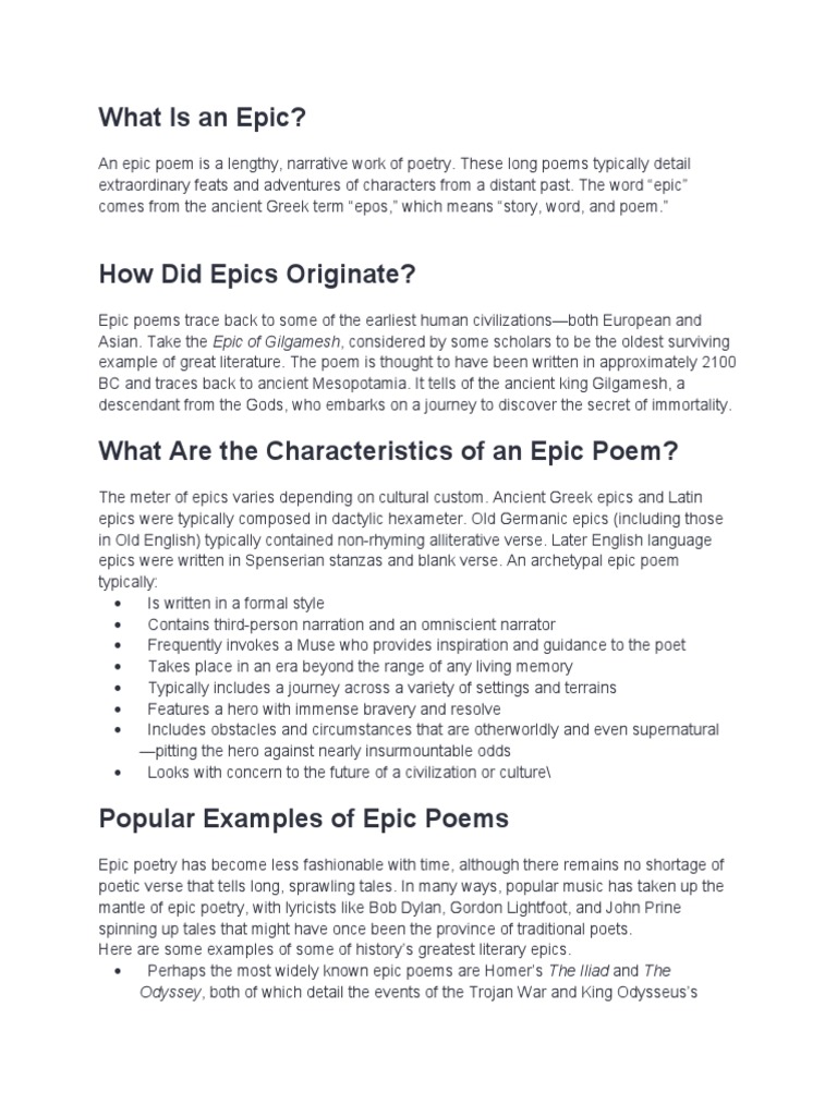 Understanding Epic Poetry Essentials | PDF | Epic Poetry | Poetry
