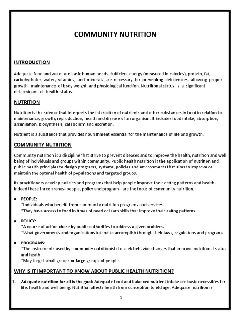 Understanding Community Nutrition Basics | PDF | Nutrients | Human ...