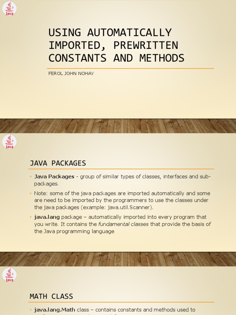 3 - Using Automatically Imported, Prewritten Constants and Methods | Download Free PDF | Method ...