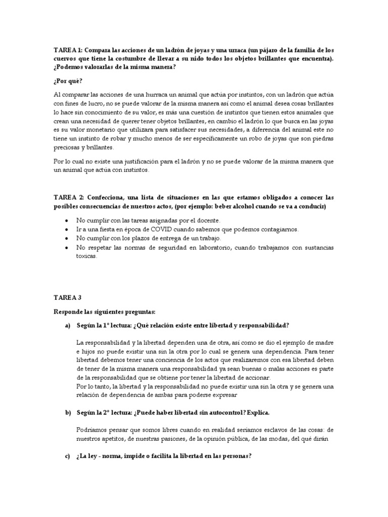Tarea de Etica | PDF | Libertad | Moralidad