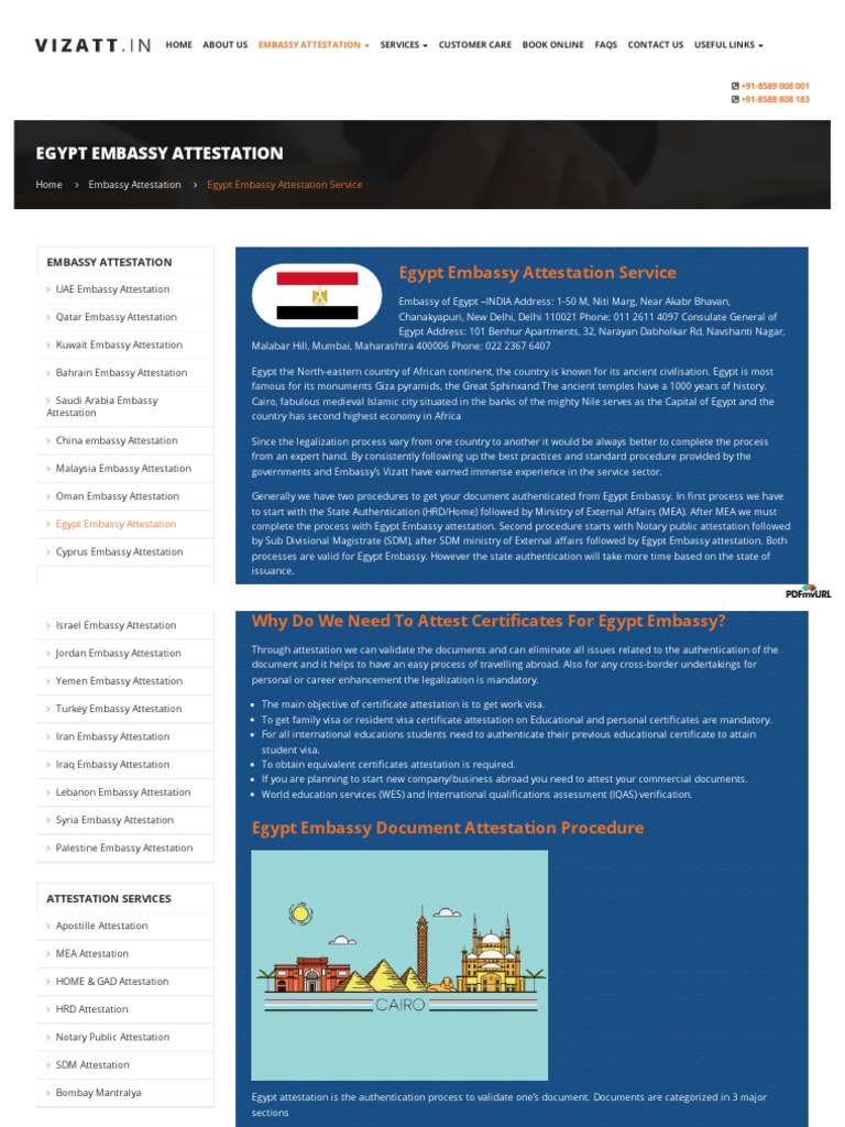 Best Egypt Embassy Attestation Service - Vizatt | PDF | Birth ...