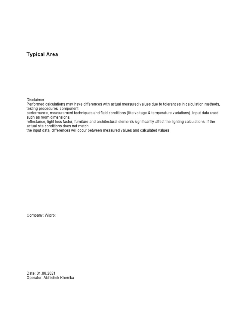 Illumination Design Report For Typical Areas | Download Free PDF ...