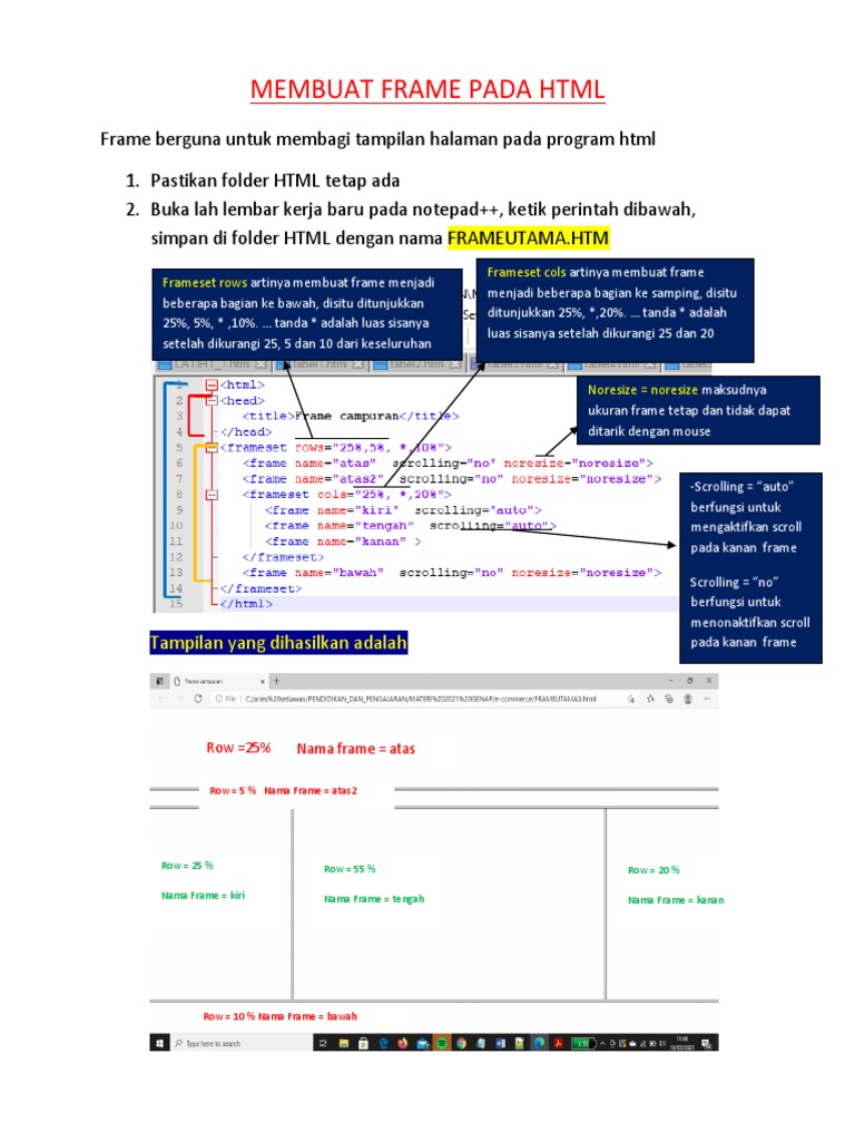 Membuat Frame Pada Html1 | PDF | Komputer