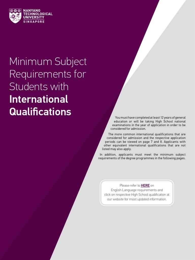 Minimum Subject Requirements For Students With International ...