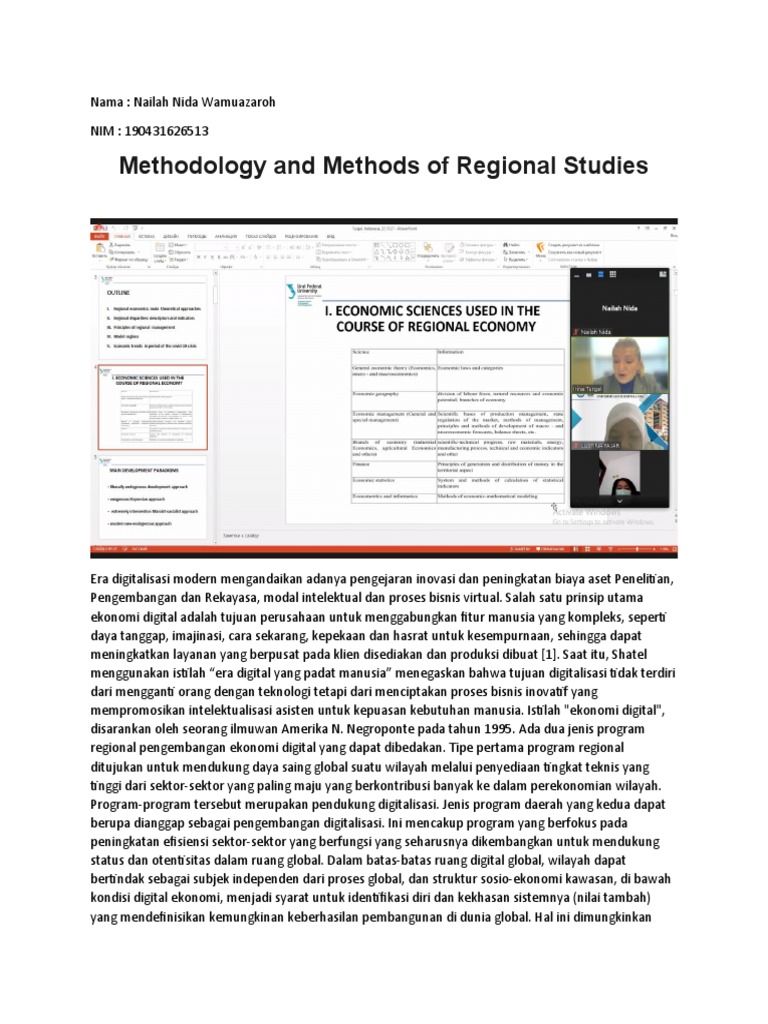 Seminar Methodology and Methods of Regional Studies | PDF