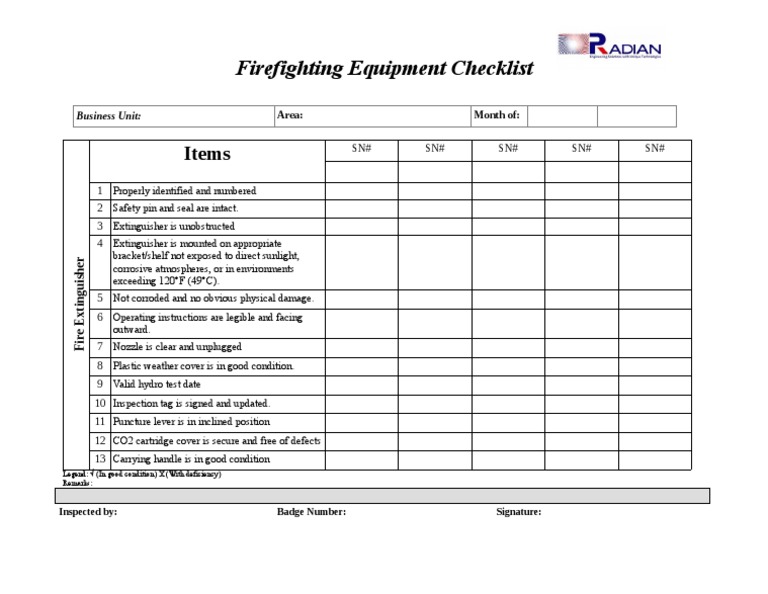 Firefighting Checklist | PDF