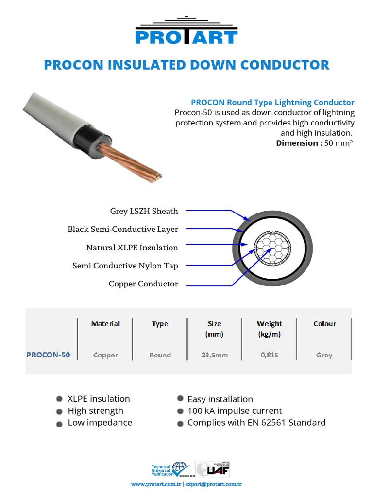 Procon Insulated Down Conductor | PDF | Electrical Conductor ...