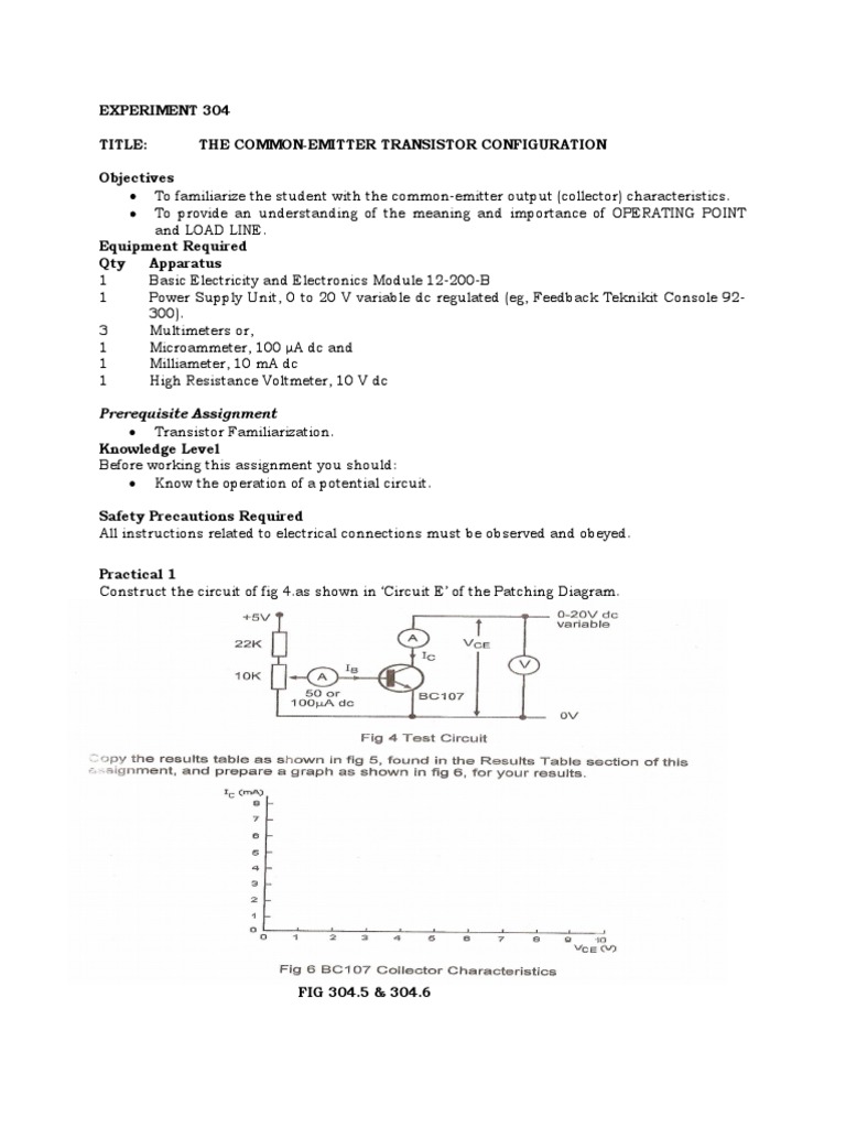 Experiment 304 Title: The Common-Emitter Transistor Configuration ...