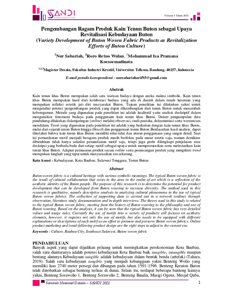 Pengembangan Ragam Produk Kain Tenun Buton Sebagai Upaya Revitalisasi ...