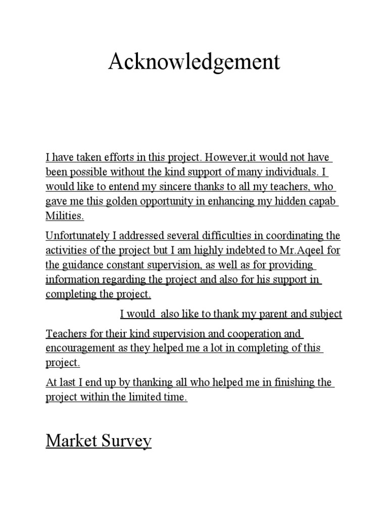 Acknowledgement MM | PDF | Marketing Research | Digital Camera