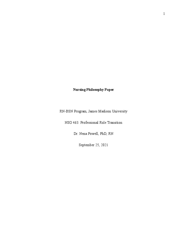 NSG 463 Nursing Philosophy Paper | PDF | Nursing