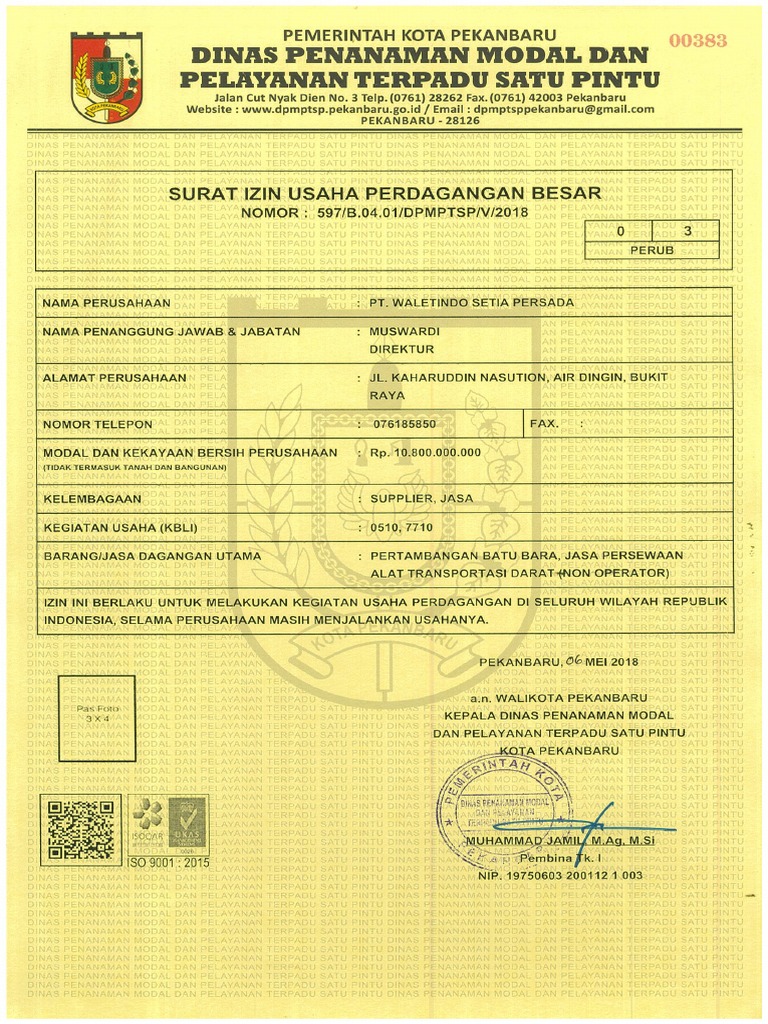 Siup Pt. Waletindo Setia Persada (Besar) | PDF